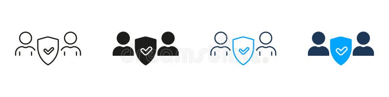 Human Data Protection, Shield Protect Group of People Pictogram ...