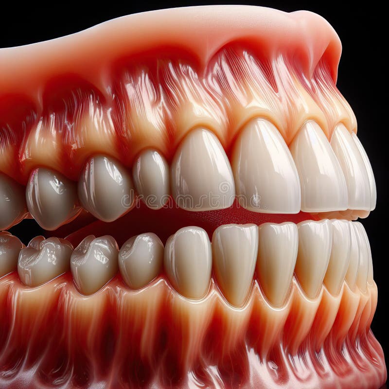 Detailed Denture Model on Reflective Surface. Generative Ai Stock ...