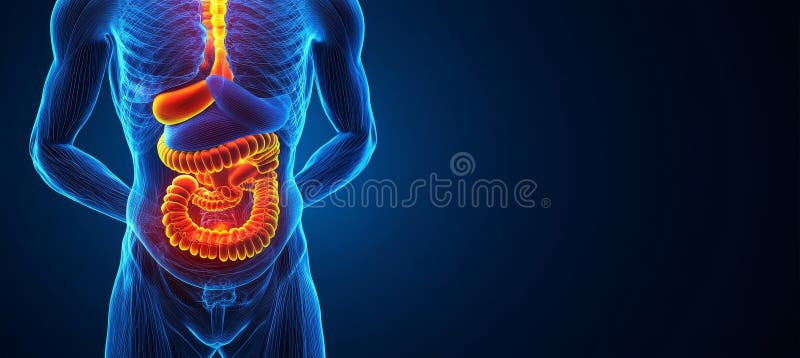 Human Anatomy Illustration with Organs and Skeleton Stock Illustration ...