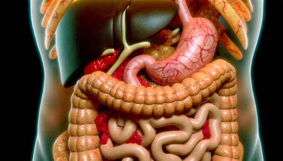 The Human Digestive System. Stock Image - Image of absorption, bubble ...