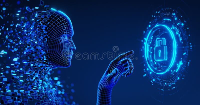 Human Digital Avatar As a Symbol of AI Presses a Virtual Button on ...