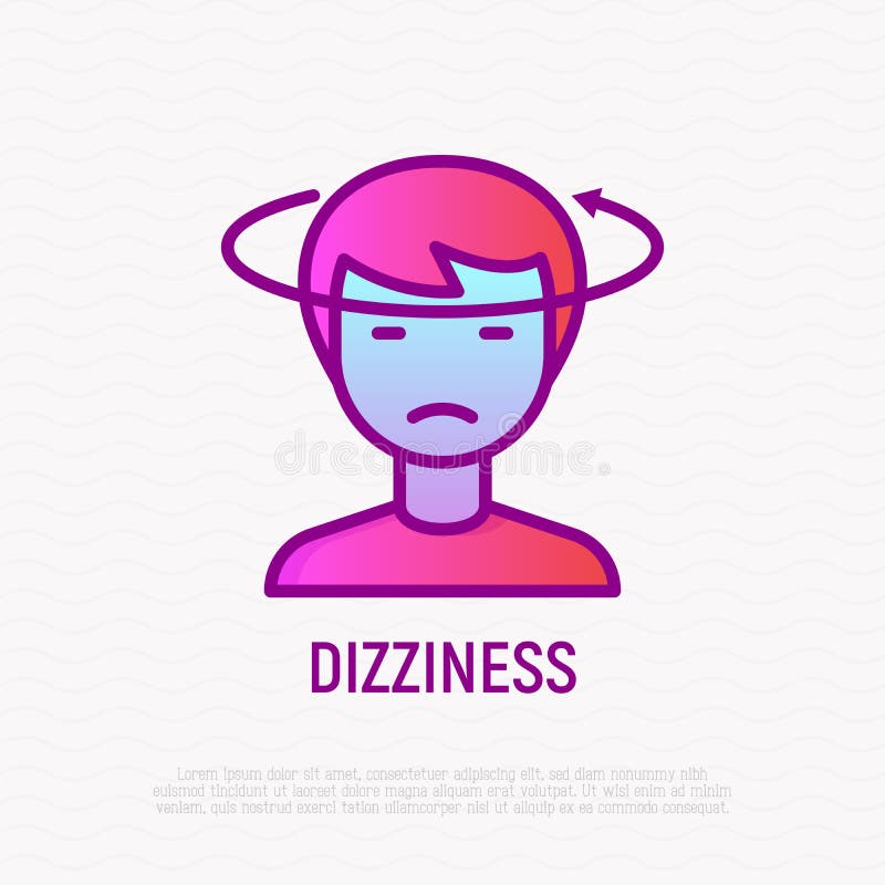 Dizziness Thin Line Icon, Stress And Human, Confused Man Sign, Vector ...