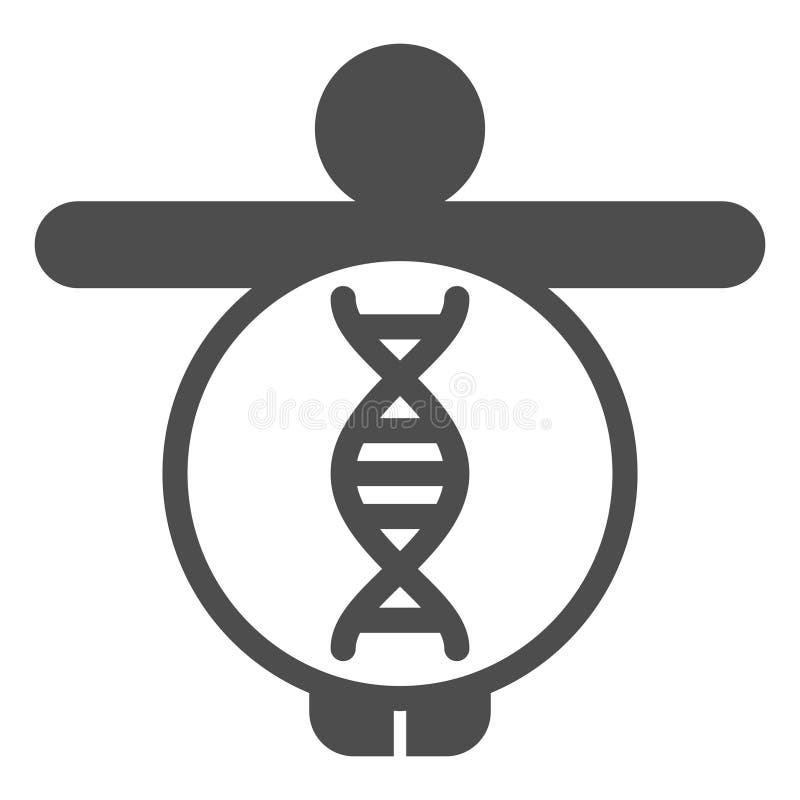 Human with DNA Chain Bubble Solid Icon, Genetic Research Concept ...