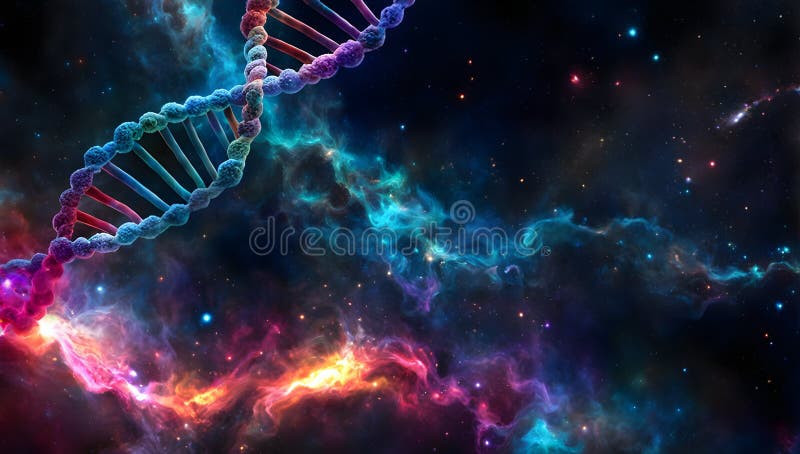 Human DNA, Flowing in Cosmos with Nebulas and Star Clusters in the ...