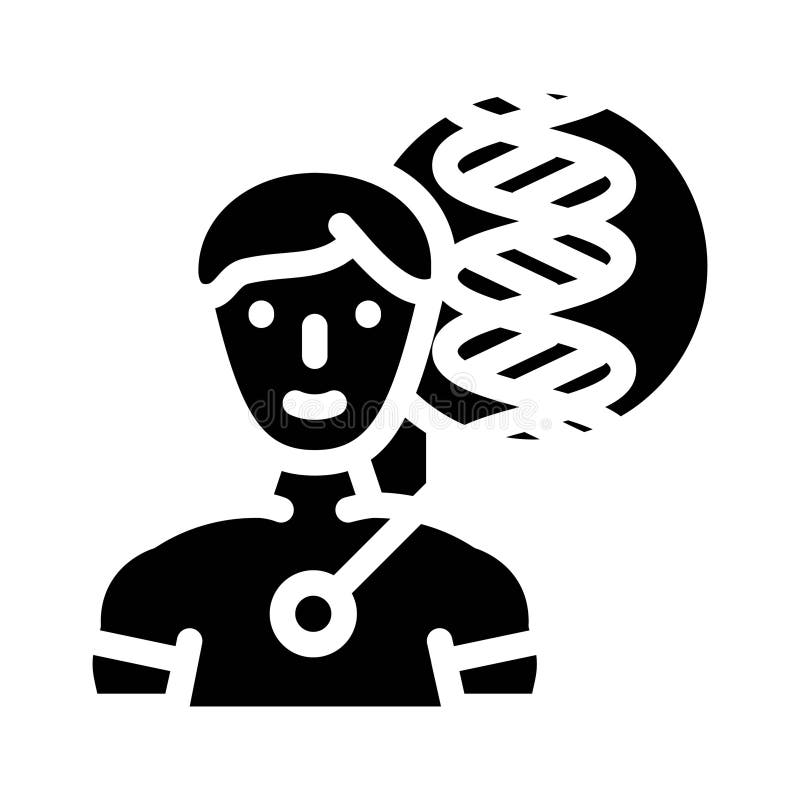 Human with Dna Genetic Engineering Glyph Icon Vector Illustration Stock ...