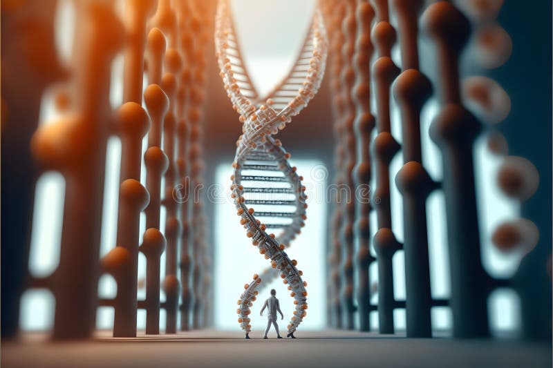 Human and DNA Helix Concept of Modern Evolution Created with Generative ...