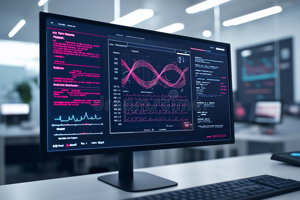 Human DNA Model on a Computer Monitor Stock Illustration - Illustration ...