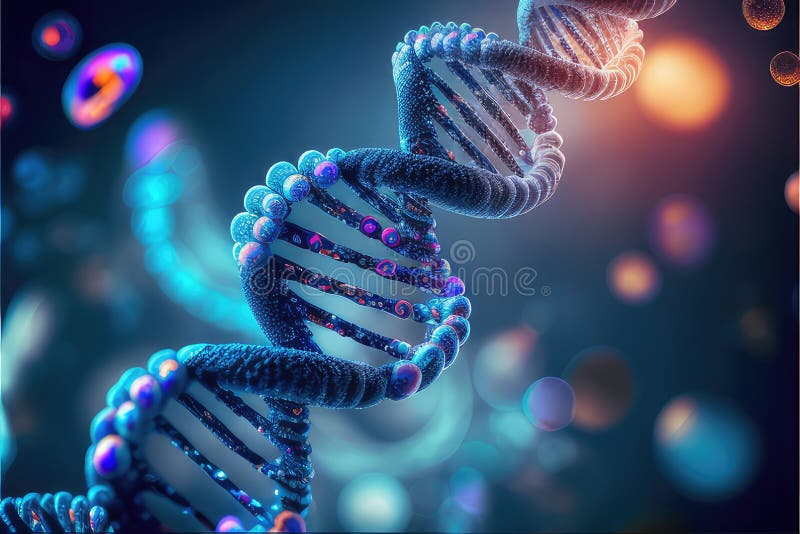 Human DNA Structure with Blue Helix.Generative AI Stock Illustration ...