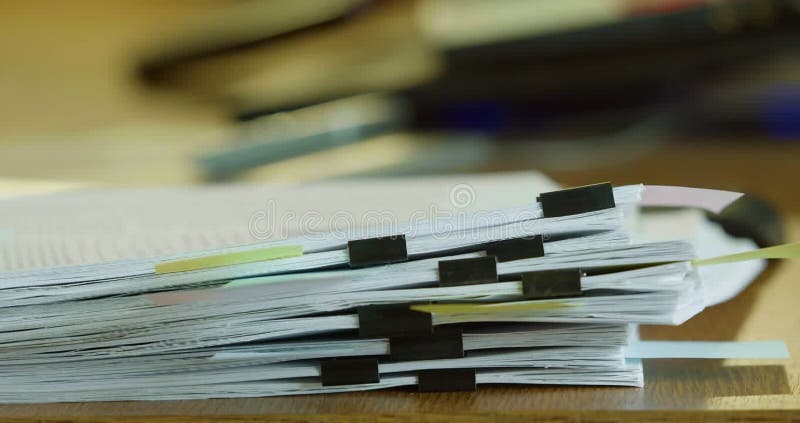 Human Dropping a Stack of Sheets on a Desk at the Office. a Lot of Work ...