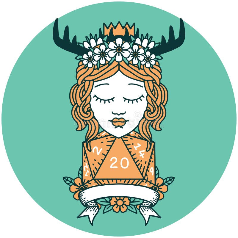 Human Druid with Natural Twenty Roll Icon Stock Vector - Illustration ...