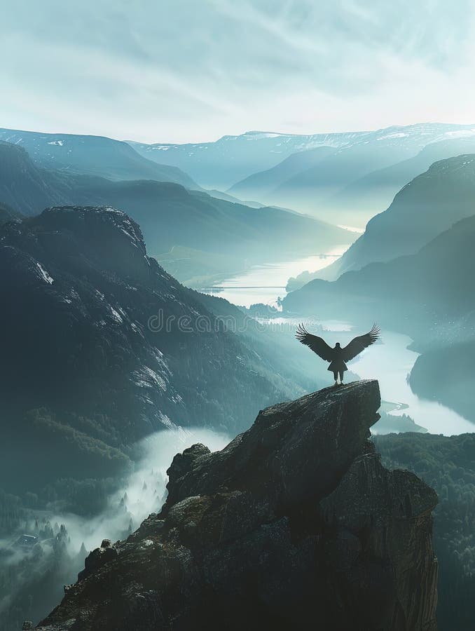 A Human with Eagle Eyes Overseeing a Vast Landscape Symbolizing Sharp ...