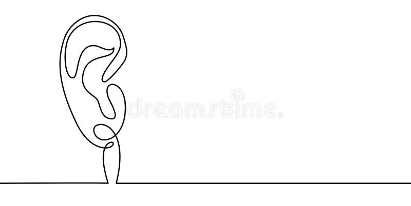 Human Ear Continuous One Line Drawing. Stock Vector - Illustration of ...