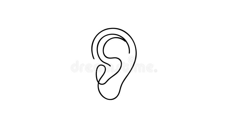 Human Ear Continuous One Line Drawing. World Deaf Day Single Line ...