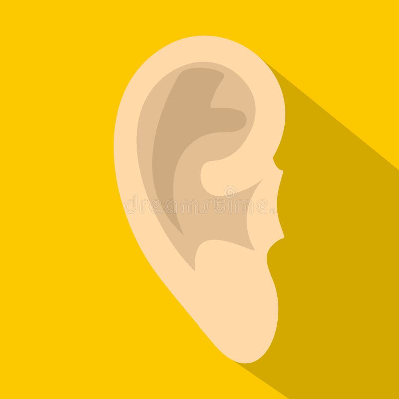 Human ear icon, flat style stock vector. Illustration of listening ...