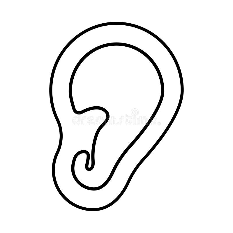 Human Ear Icon in Outline Style Stock Illustration - Illustration of ...