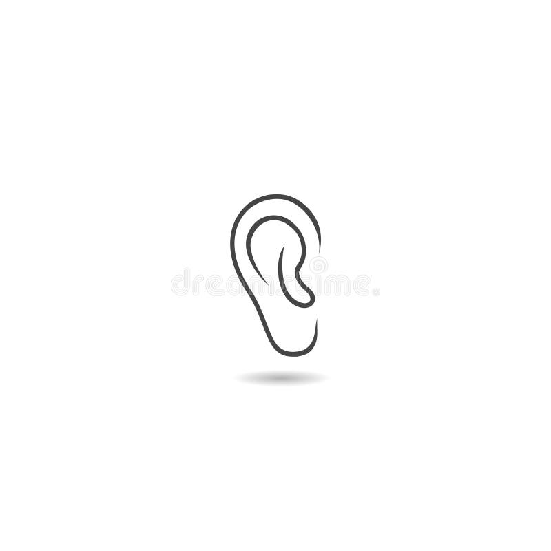 Human ear icon with shadow stock vector. Illustration of graphics ...