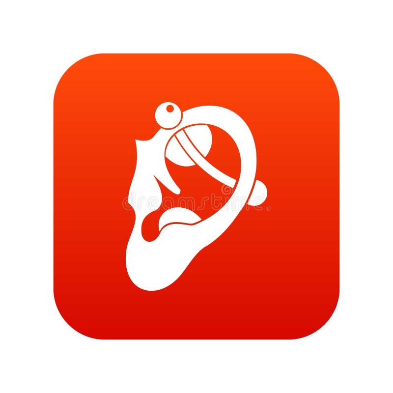 Human Ear with Piercing Icon Digital Red Stock Vector - Illustration of ...
