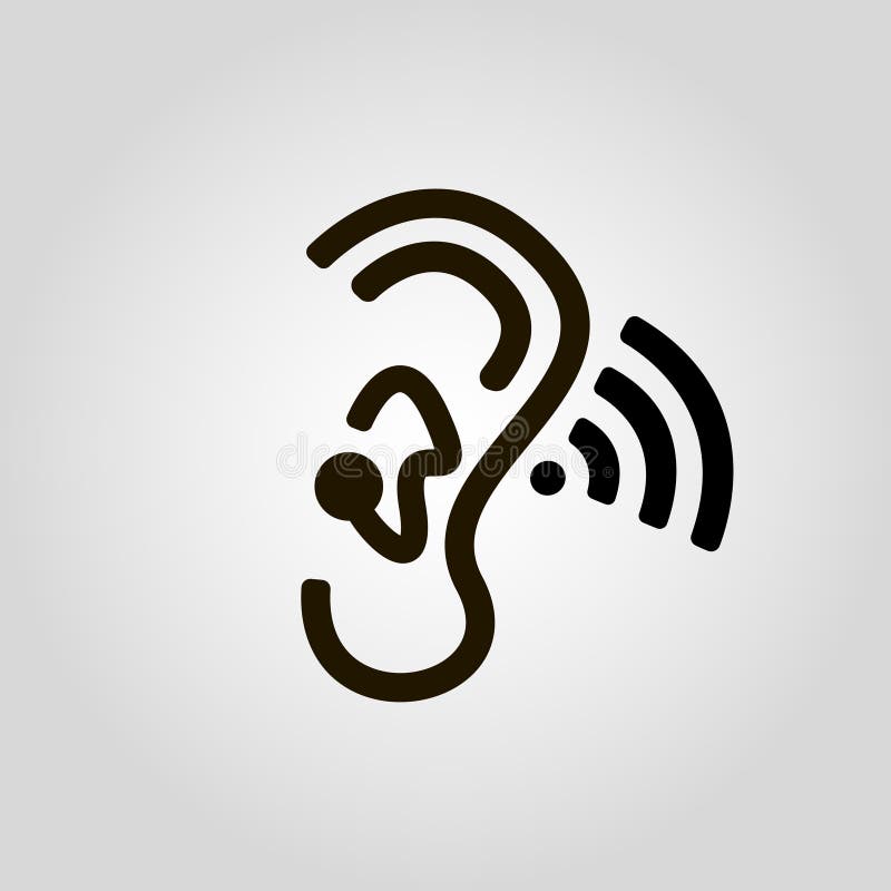 Human Ear Sign on Gray Background. Profile View. Vector Illustration ...
