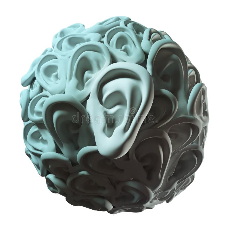 Human ears in ball shape stock illustration. Illustration of biology ...