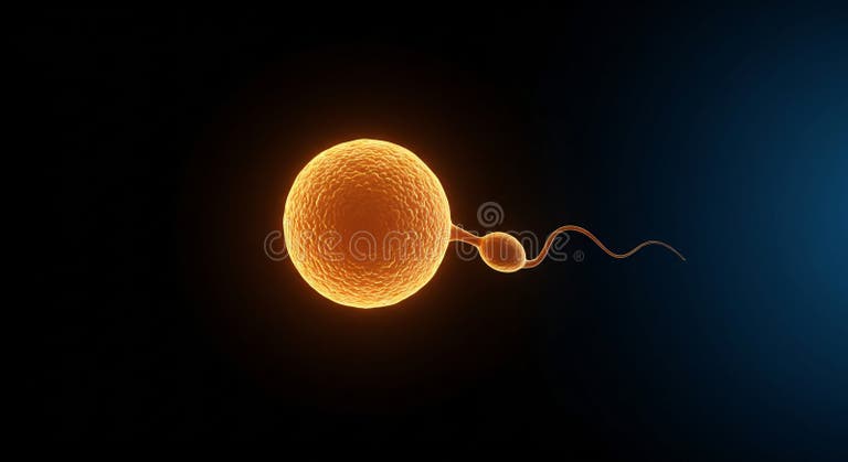 Human Egg Cell Fertilization by Sperm. Microscopic View of Conception ...