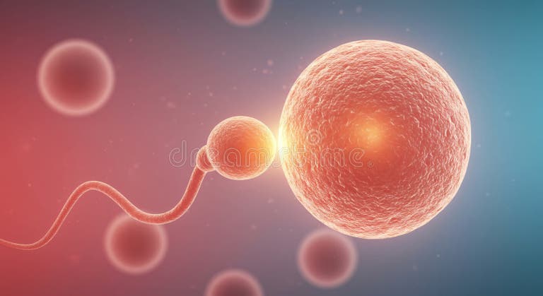 Human Egg Cell Fertilization by Sperm. Microscopic View of Conception ...