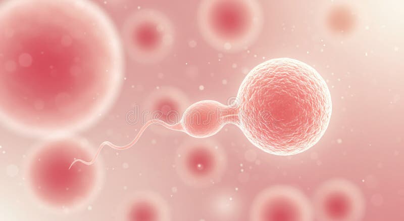 Human Egg Cell Fertilization by Sperm. Microscopic View of Conception ...