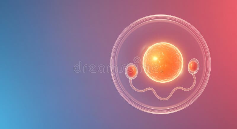 Human Egg Cell Fertilization by Sperm. Microscopic View of Conception ...