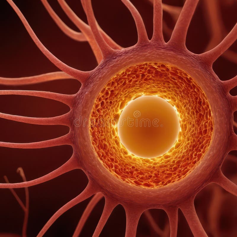Human Egg Cell with Radiating Microvilli Under Microscope Stock Photo ...