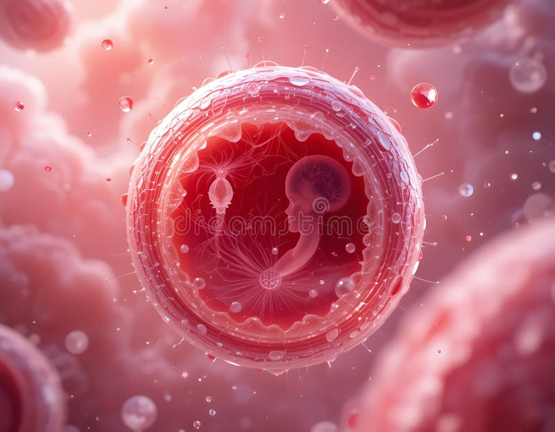 Human Embryo Development Illustration in Protective Sphere Stock Image ...