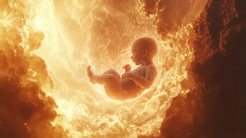 Human Embryo Floating in Protective Womb Environment Stock Illustration ...