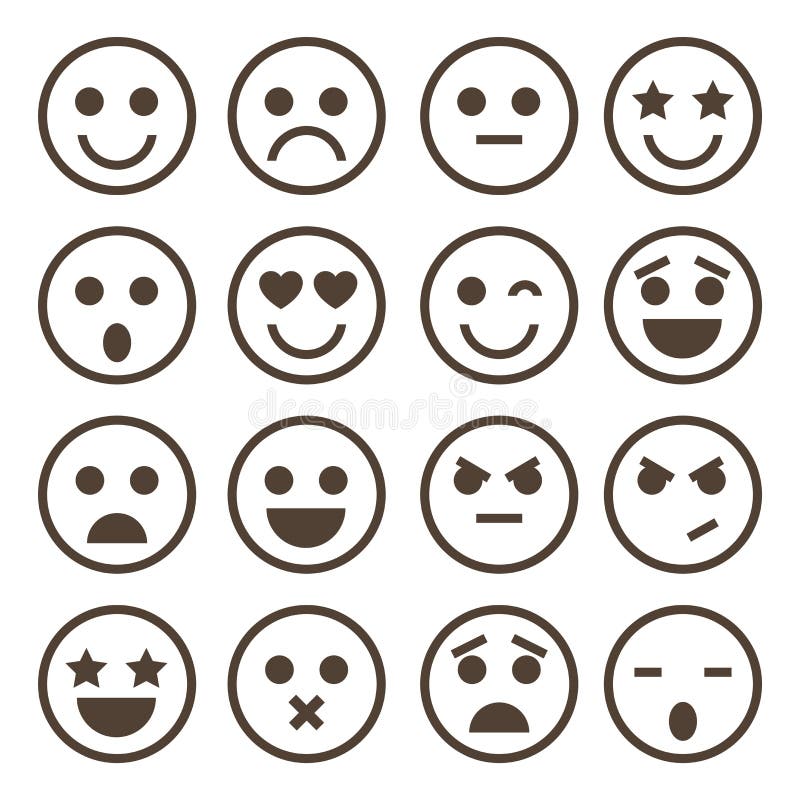 Human Emotion Icons Mono Vector Symbols Stock Vector Illustration
