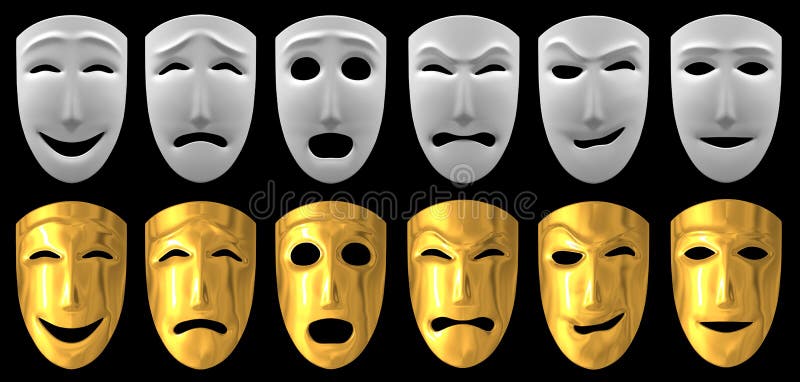 Theatre Masks Emotions Stock Illustrations – 113 Theatre Masks Emotions ...