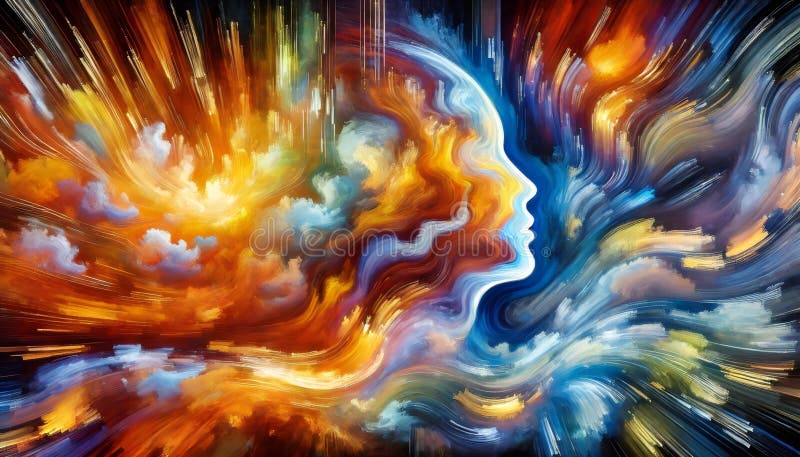 Human Emotions Exploding in Vibrant Color Waves and Fluid Motion Stock ...