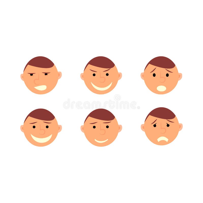 Human Emotions. Men Faces on White Background Stock Vector ...