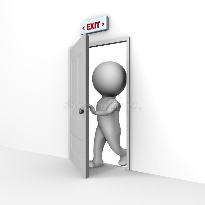 Human Entering through the Door - a 3d Image Stock Illustration ...