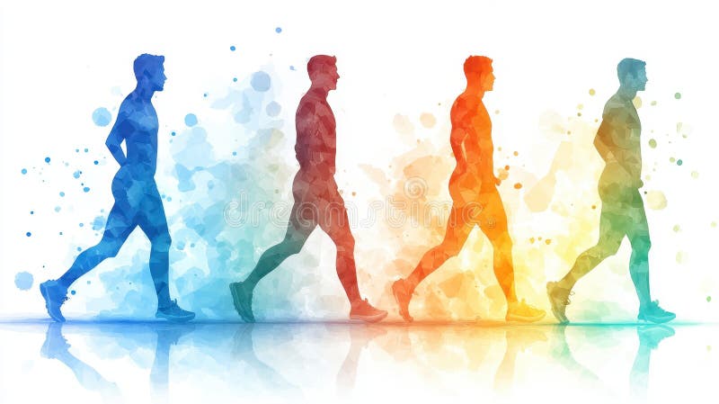 Human Evolution Concept in Colorful Silhouette Design for Modern Art ...