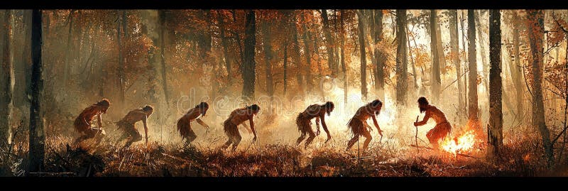 Human Evolution Depicted in Silhouette in a Forest Setting Stock Image ...