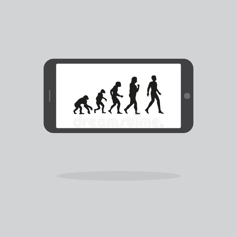 Human Evolution on Display Mobile Phone. Stock Vector - Illustration of ...
