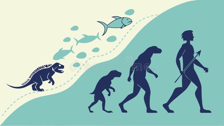 Human Evolution from Fish To Upright Figure, Symbolizing Development, Vector Design Generative ...