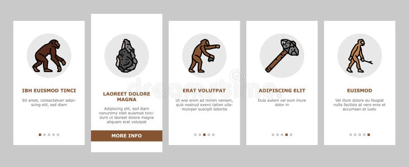 Human Evolution Man Caveman Onboarding Icons Set Vector Stock Vector ...