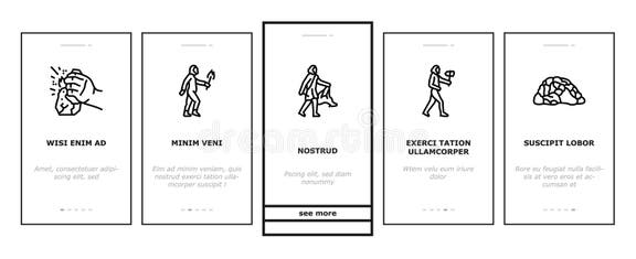 Human Evolution Man Caveman Onboarding Icons Set Vector Stock Vector ...