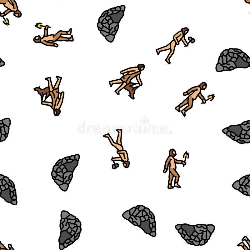 Human Evolution Man Caveman Seamless Pattern Stock Illustration ...