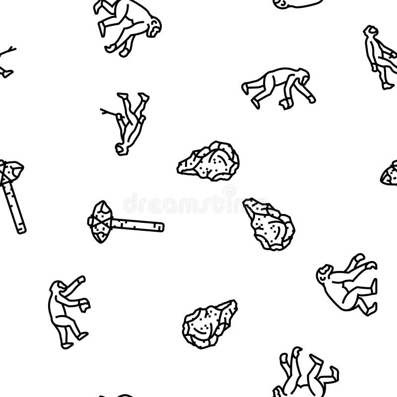Human Evolution Man Caveman Seamless Pattern Stock Illustration ...