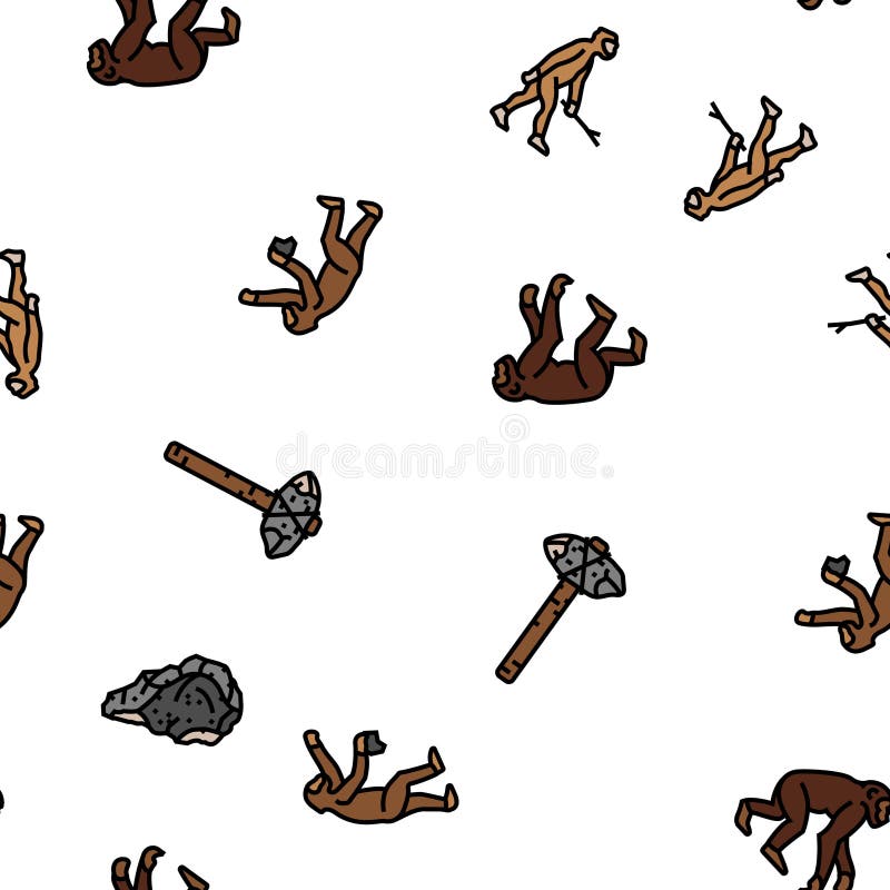Human Evolution Man Caveman Vector Seamless Pattern Stock Vector ...