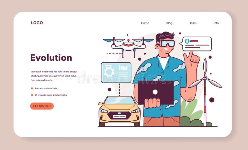 Human Evolution Modern Era. Robotics and Automation Progress Stock ...