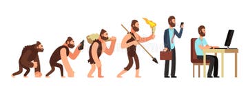 Human Evolution. from Monkey To Businessman and Computer User Stock ...