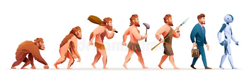 Human Evolution from Monkey To Cyborg or Robot Stock Vector ...