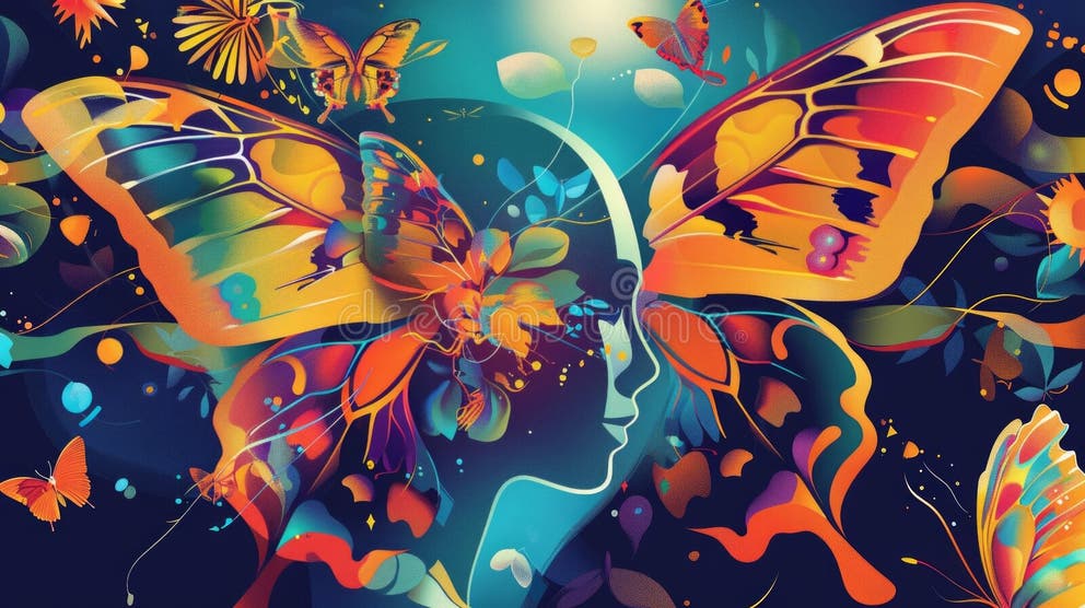 Human Evolution Parallel To Butterfly Life Cycle Stock Photo - Image of ...