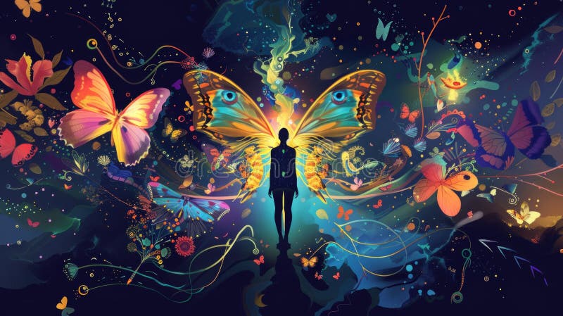 Human Evolution Parallel To Butterfly Life Cycle Stock Photo - Image of ...