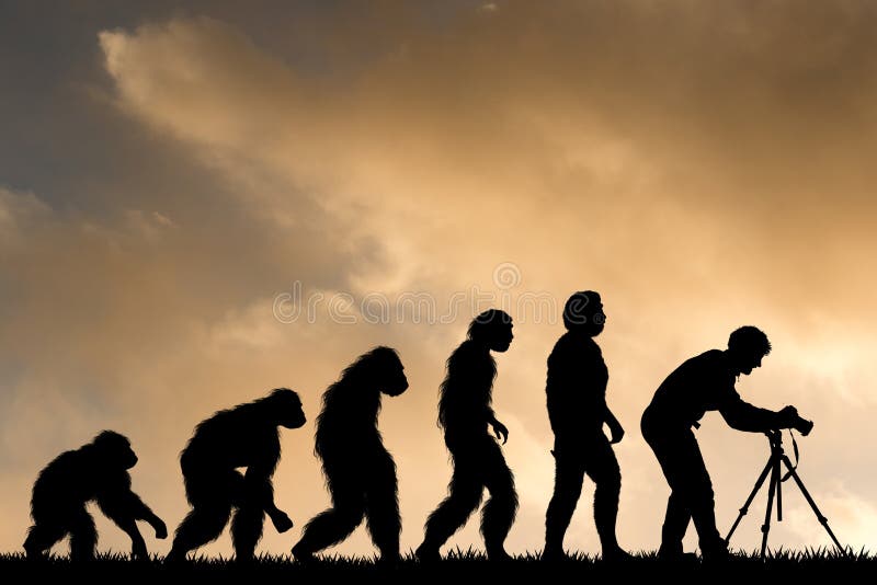 Human Evolution with Motorcycle Stock Illustration - Illustration of ...